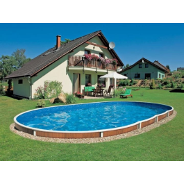 Above Ground Steel Wall Pool Azuro Wood 5,5x3,7x1,2 m (18 x 12 ft) with ...
