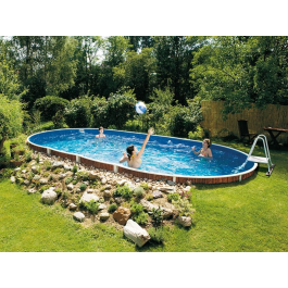 Above Ground Steel Wall Pool Azuro Wood Set 7,3x3,7x1,2 m with filter